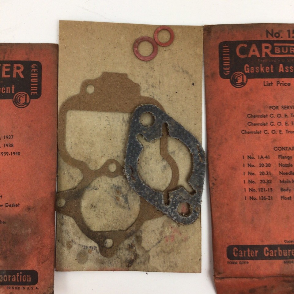 NOS Genuine Carter Carburetor Corporation Carbureter Gasket Assortment ...