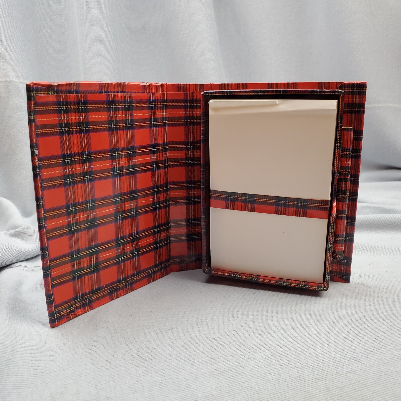 Tartan Plaid Note Pad Holder & Pencil Boxed With Paper Vintage NWOT | eBay