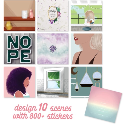 Sticker & Chill Adult Sticker Book – 800+ Repositionable Clings, 10 ...