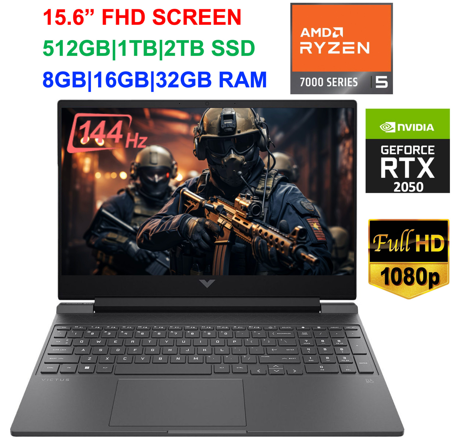 HP Victus Gaming Laptop 15.6' FHD Ryzen 5 7535HS RTX 2050