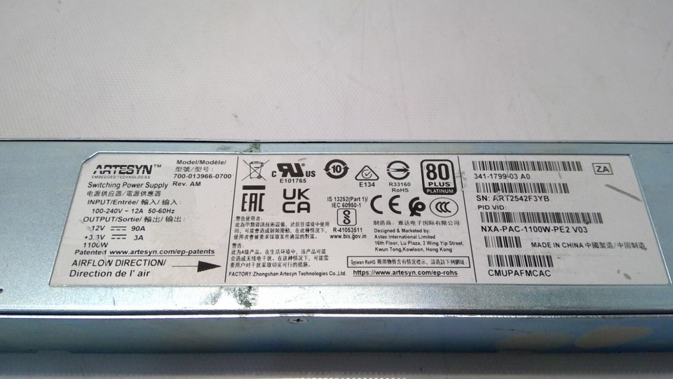 Cisco Artesyn /BEL NXA-PAC-1100W-PE2 1100W FOR Nexus PSU 341-1799-03 | eBay