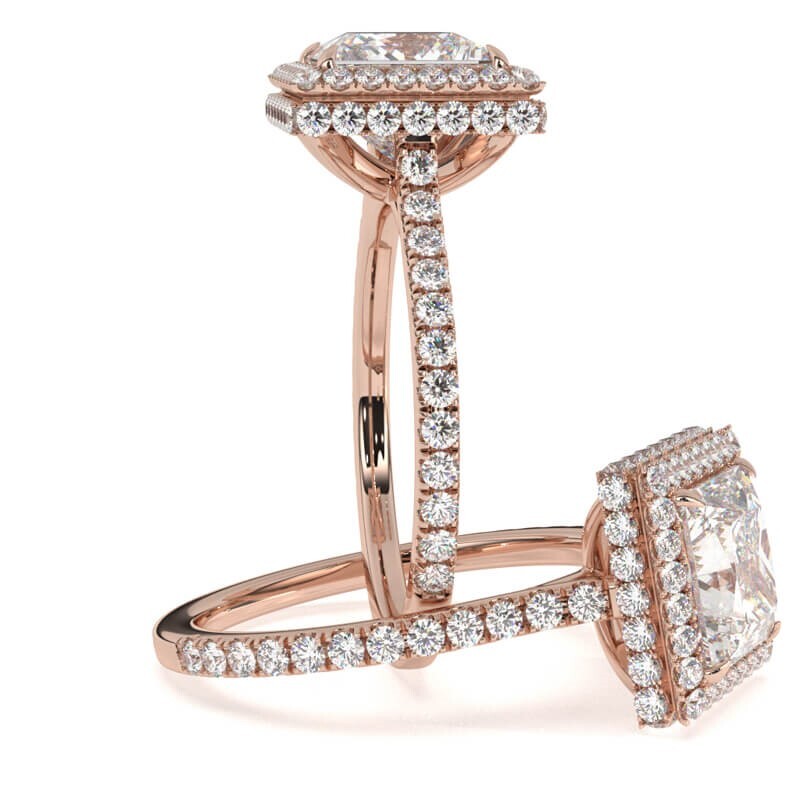Affordable CVD Lab Created Princess Diamond Engagement Ring Rose Gold 3 ...