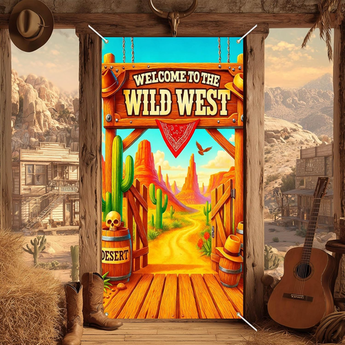 Wild West Door Cover Welcome Sign 71X35 Inch Archway Desert Canyon ...