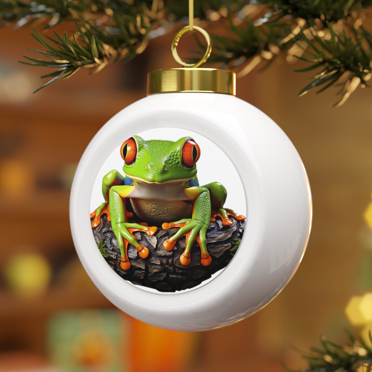 Ceramic Tree Frog Christmas Ornament - Holiday Tree Decor Unique Frog ...