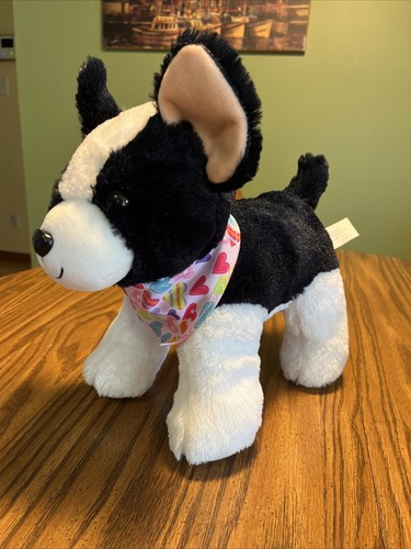Hug Me Soft Dog With Hearts Bandana Black & White Puppy Plush Walgreens ...