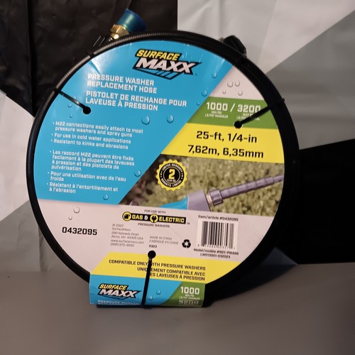 Surface Maxx Pressure Washer Replacement Hose25 Ft 1/4-in 1000 Min 3200 ...