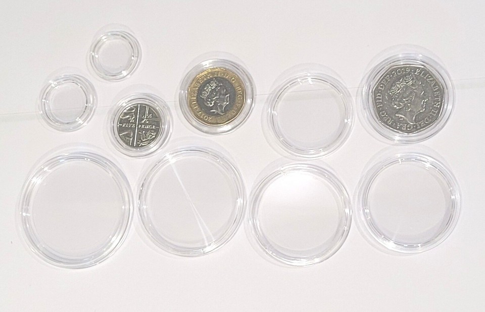 COIN CAPSULES - ALL SIZE from 14mm to 42mm Capsule - 10 30 50 100 each ...