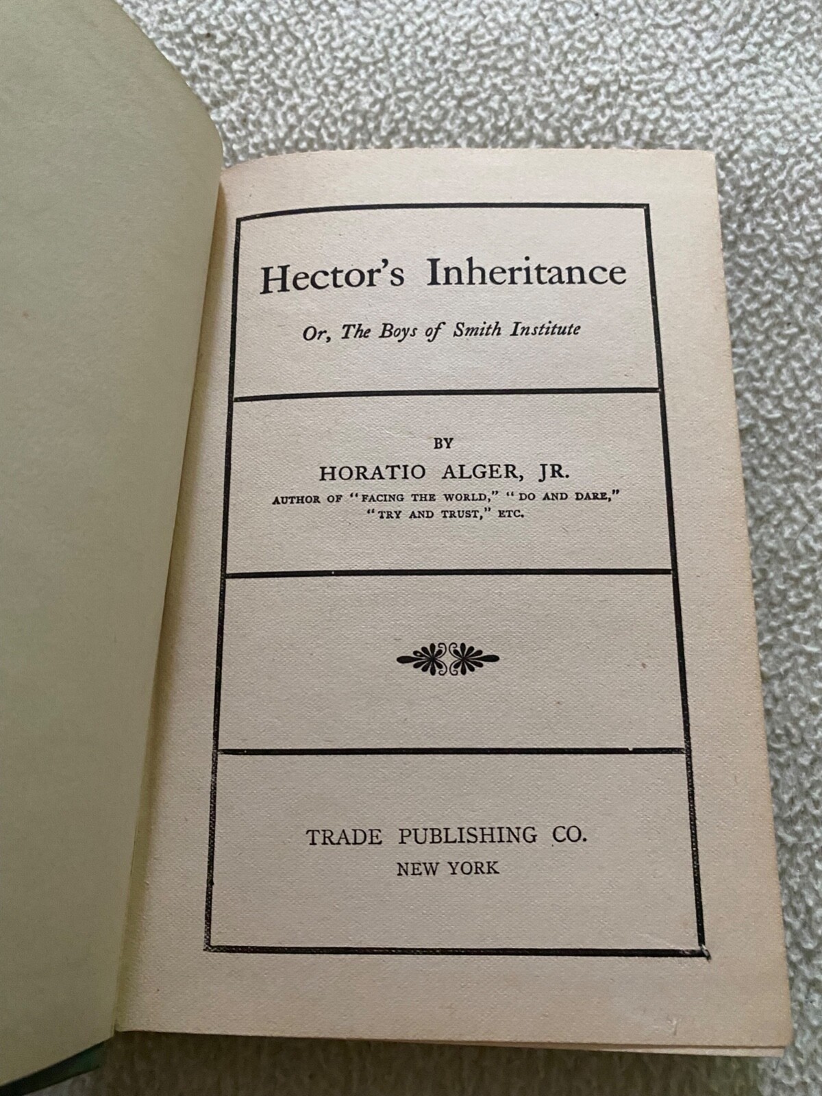 Hector's Inheritance Horatio Alger Jr Hardcover Book (1909) Trade ...
