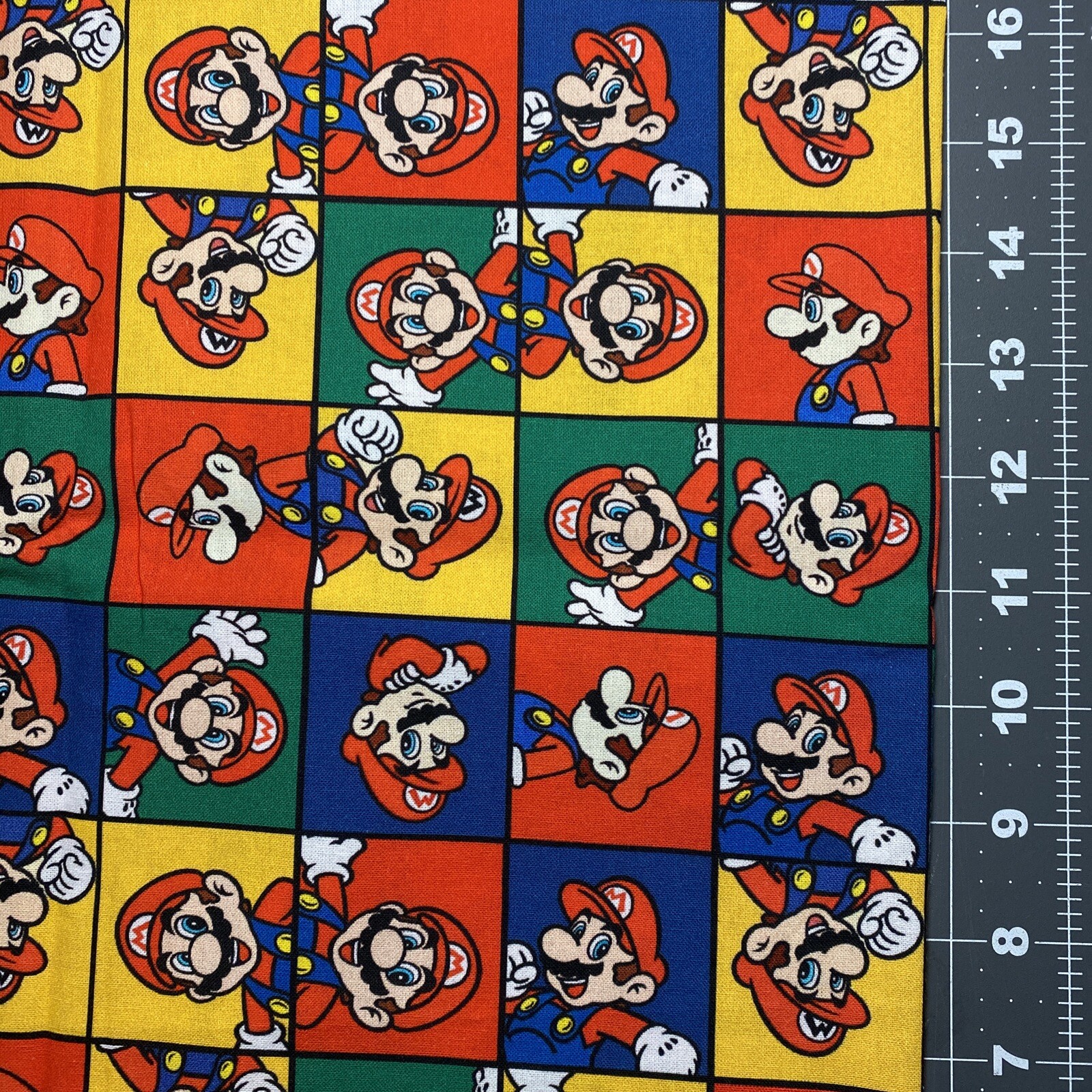 Super Mario Squares Custom Cotton Fabric FQ 18” By 28” New | eBay