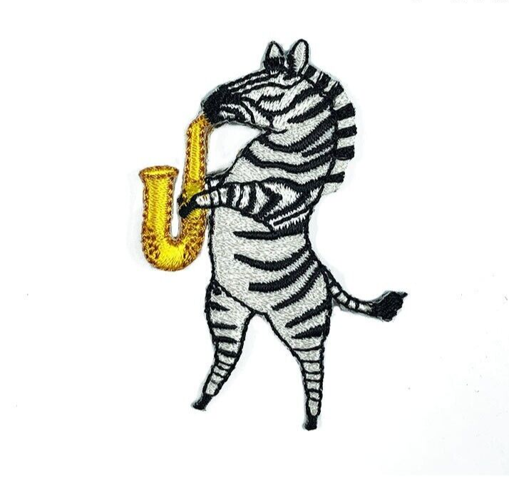 zebra saxophone funny Embroidered Iron On Patch 2239 | eBay