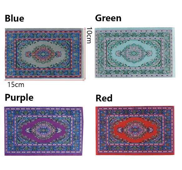 4 Miniature toys Rug 1:12 Scale Thread Mat Floor Coverings Dollhouse ...