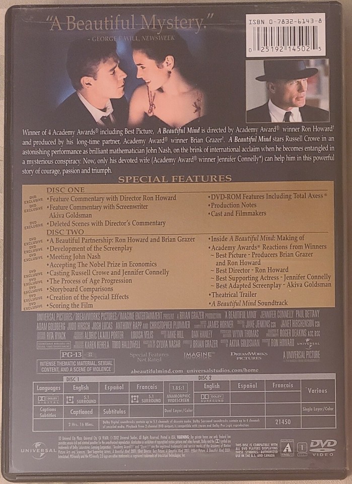 A Beautiful Mind (DVD, 2-Disc Set, Widescreen) | eBay