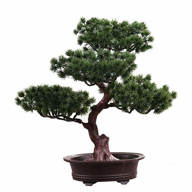 Artificial Fake Green Plant Bonsai Potted Simulation Pine Tree Home ...
