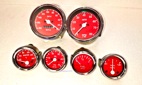 Kit Smiths -Elec Temp Oil Fuel Amp Gauge 180-0 MPH Speedo 0-80 RPM 85mm ...