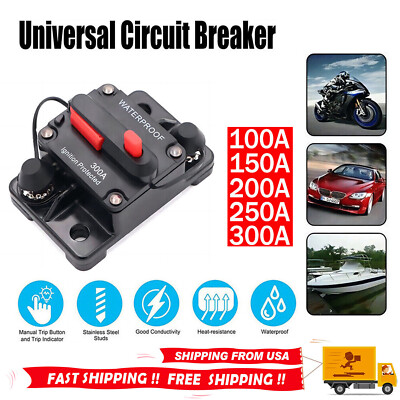 Waterproof Car Circuit Breaker Fuse Reset 30-300 Amp 12V-24V DC Car ...