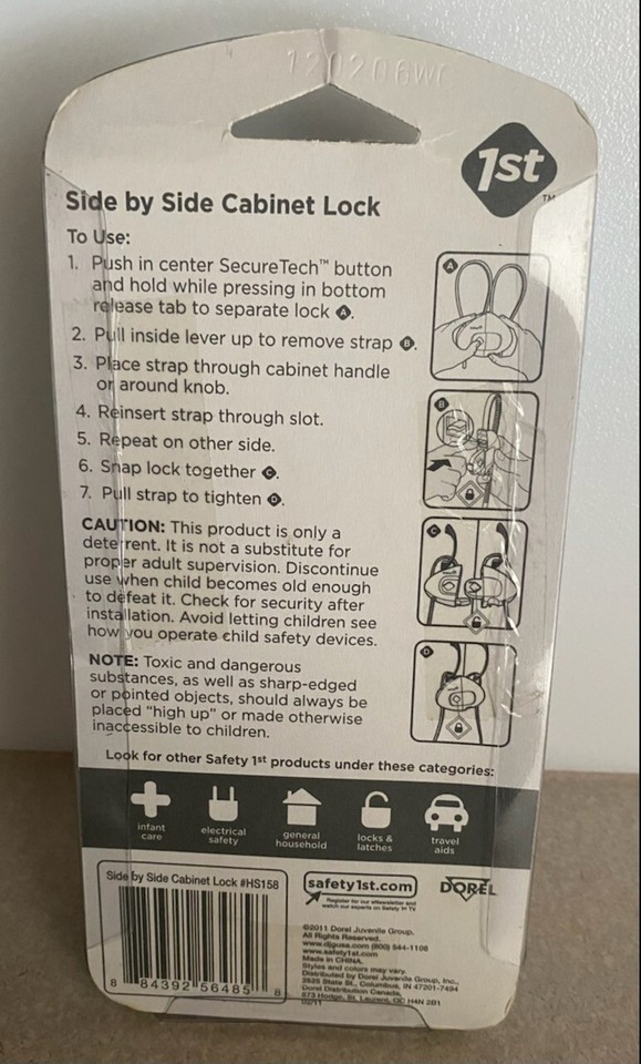 Safety 1st Side by Side Cabinet Lock 2 Pack - Safety First - New/Sealed ...