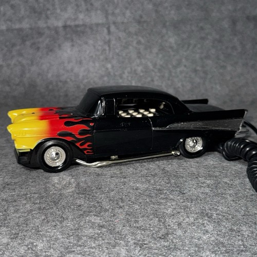 Vintage Telemania '57 Chevy Black with Flames Corded Telephone WORKS ...