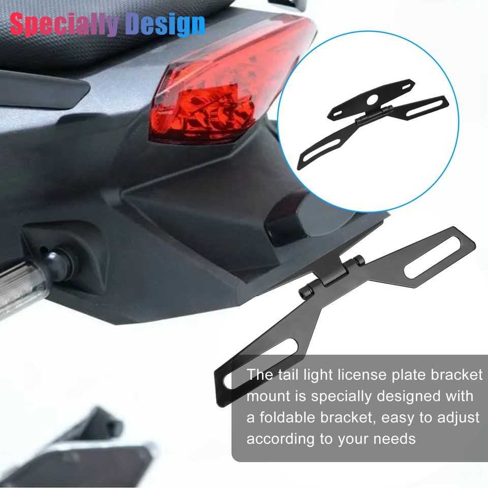 Folding Motorcycle License Plate Holder Rear Tail Light Bracket Mount ...