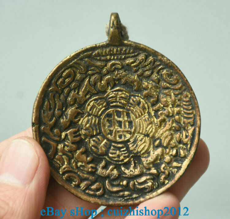 5CM Old Chinese Copper Redpoll Winged Garuda Bird Eagle Buddha Amulet ...