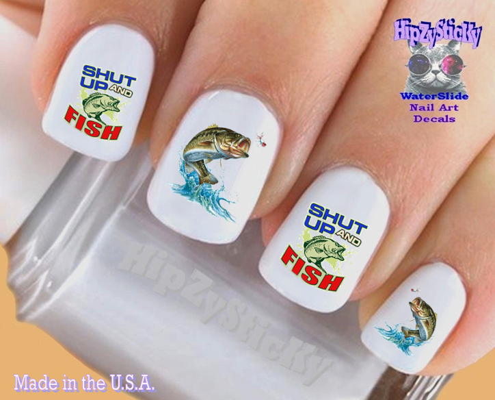 Nail Art 2201 ANIMAL Bass Fish "Reel Fishing" Waterslide Nail Decals ...