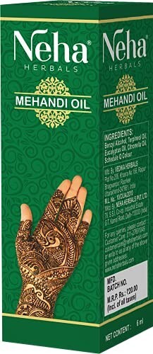 Neha Mehandi Henna Hina Oil 6ml for Brighter Darkening Heena Body Paint ...