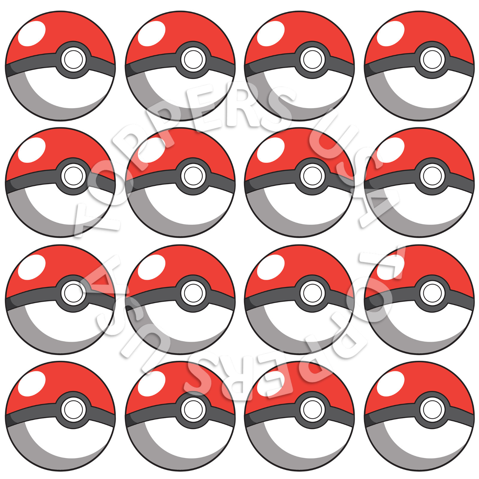 16x EDIBLE Pokemon Pokeballs Birthday Cupcake Toppers Wafer Paper 4cm ...