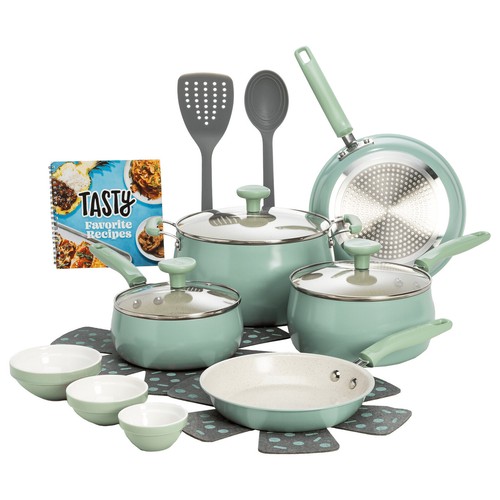 16 Piece Non-Stick Ceramic Cookware Set W/ Cookware Protectors & Prep ...