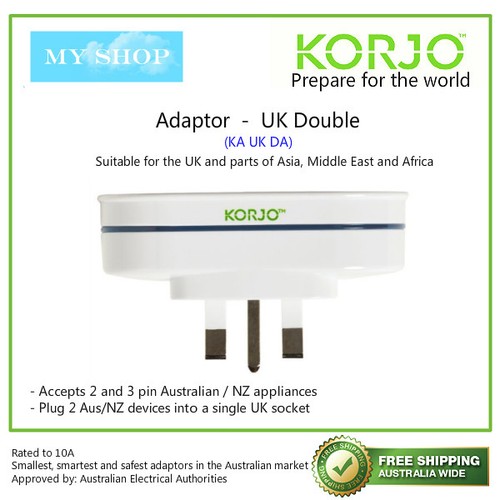 KORJO Double Travel Plug Adaptor from Australia/NZ to UK/Singapore/Hong ...