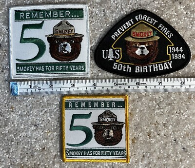 Smokey Bear USFS Forest Service 50th Anniversary & Birthday Patches New ...