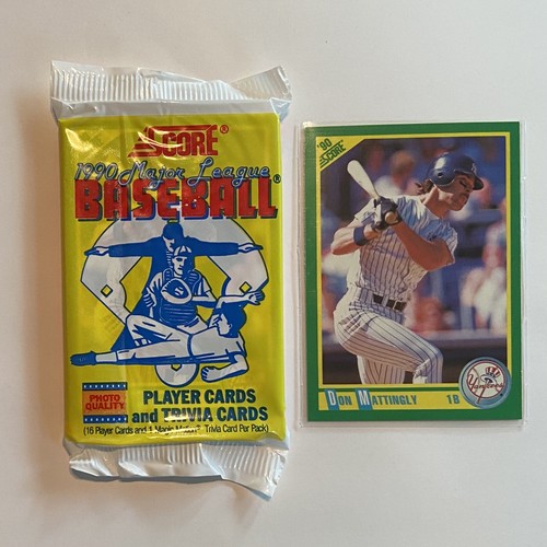 1990 Score Baseball Card Pack #1 Don Mattingly on Top Front Plus Bonus ...