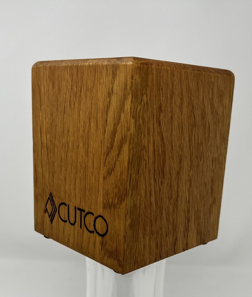 Cutco Kitchen Utensil Holder Tool Holder Honey Oak Wooden Storage Cube ...