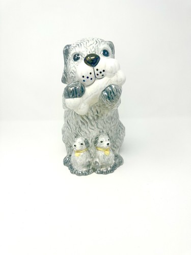 Porcelain Ceramic large dog with puppies statue home decor 10" figurine ...