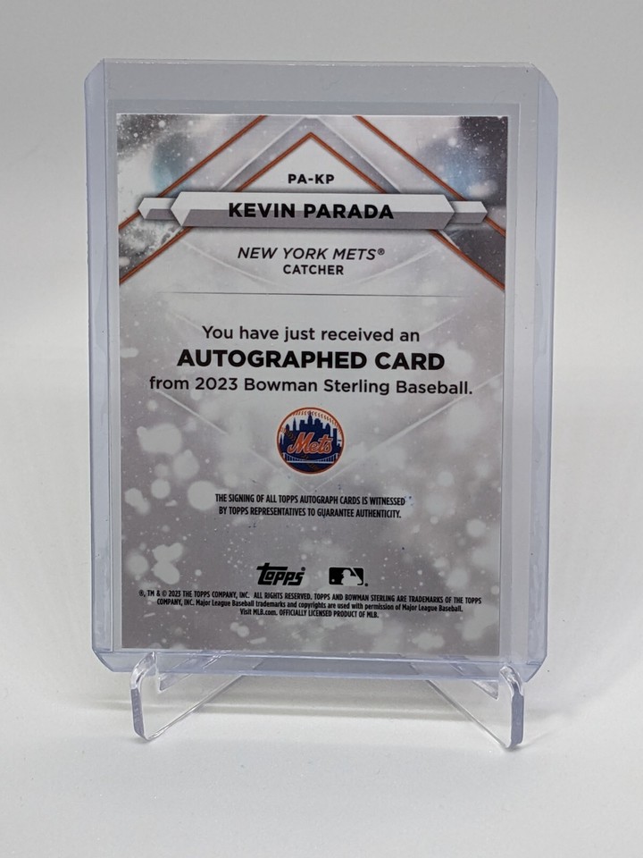 Kevin Parada ‘23 Bowman Sterling Baseball #PA-KP Auto On Card NY Mets ...