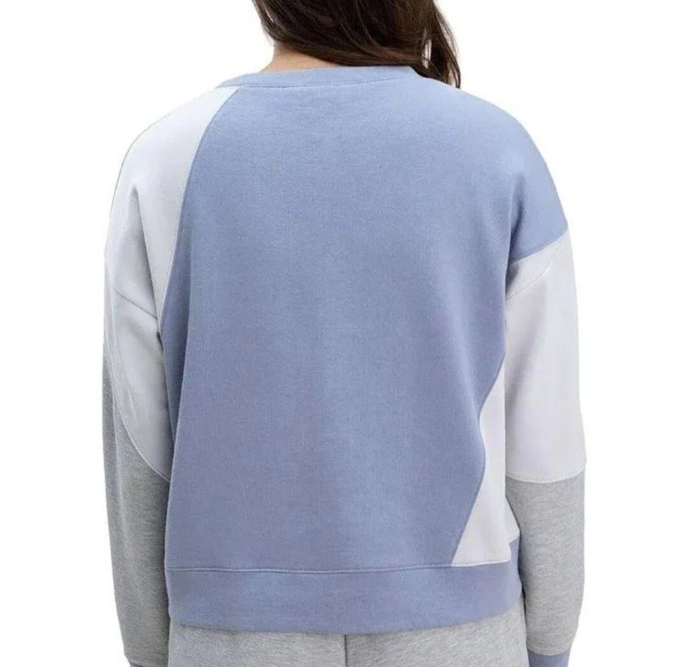Splendid Colorblock Crewneck Fleece Sweatshirt Sky Multi Women’s Size ...