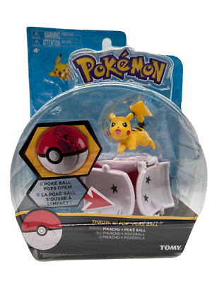 Tomy Pokemon Throw N Pop Pikachu Poke Ball Throw Into Battle Age 4+ NEW ...