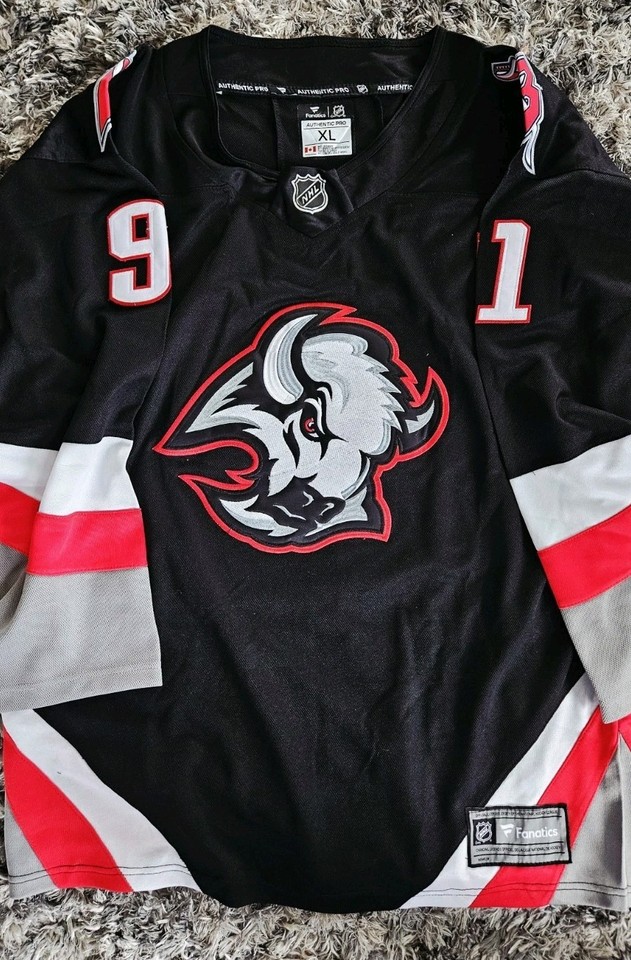 JOSH DOAN #91 BUFFALO SABRES BLACK GOATHEAD XL XLARGE 100% DOUBLE-LAYER ...