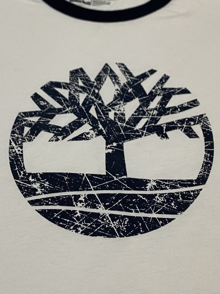 TIMBERLAND T-Shirt Large White Men's 100% Cotton Jersey Ringer Logo ...