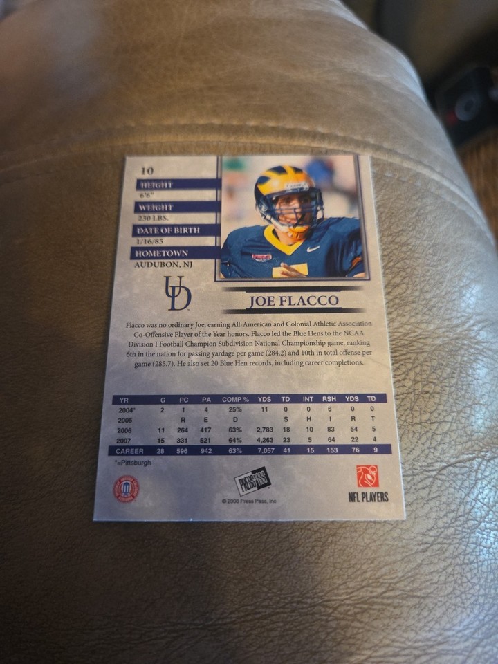 2008 Press Pass Joe Flacco Rookie RC #10 Baltimore Ravens - Delaware | eBay