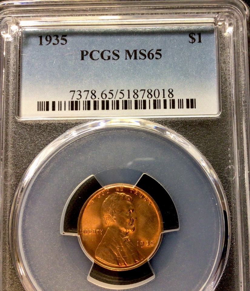 1935 Lincoln Wheat Cent PCGS ERROR LABELED 1$ PCGS MS65! ENN Coins | eBay