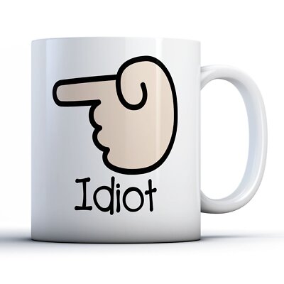 Decorative Writing Cartoon Hand Finger Pointing Idiot - Printed Mug ...