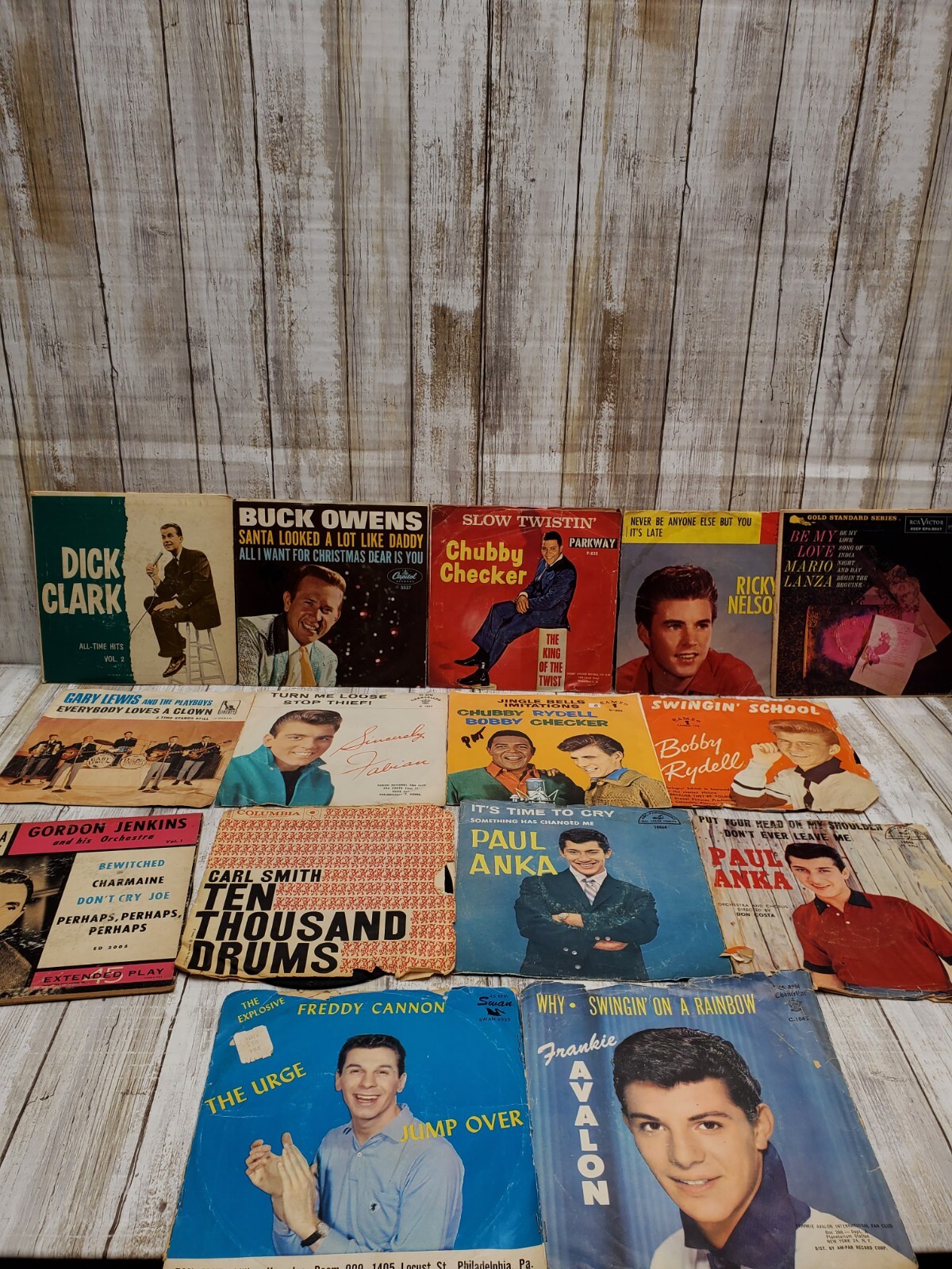 Lot Of 15 - 45rpm Albums - Dick Clark, Buck Owens, Chubby Checker ...