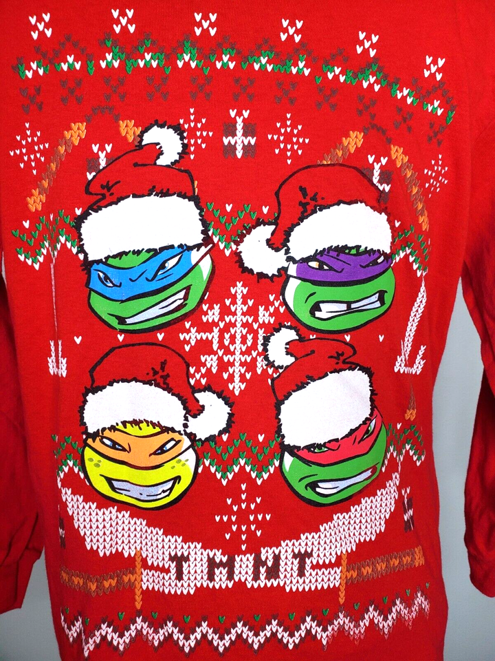 Teenage Mutant Ninja Turtles TMNT Christmas Long Sleeve T-Shirt Red ...