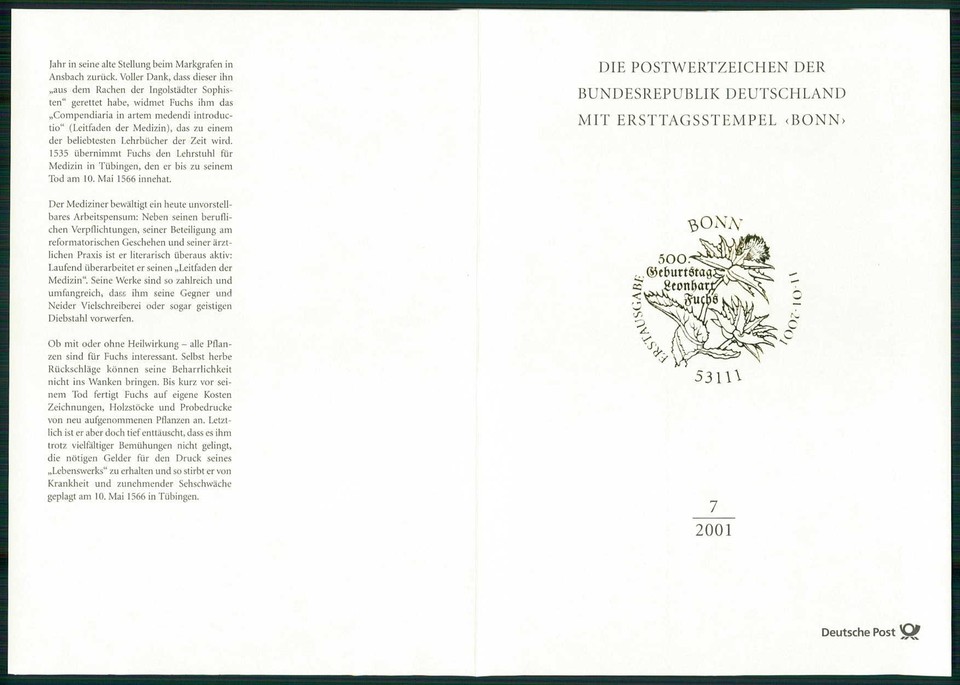 GERMANY FOLDER 2001/07 LEONHART FUCHS BOTANY FLORA NATIVE AMERICAN ...