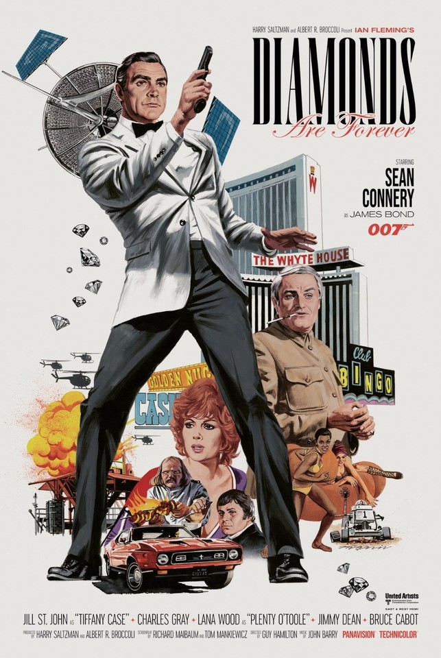 Diamonds Are Forever James Bond Alt Movie Poster Mondo Artist Paul Mann ...