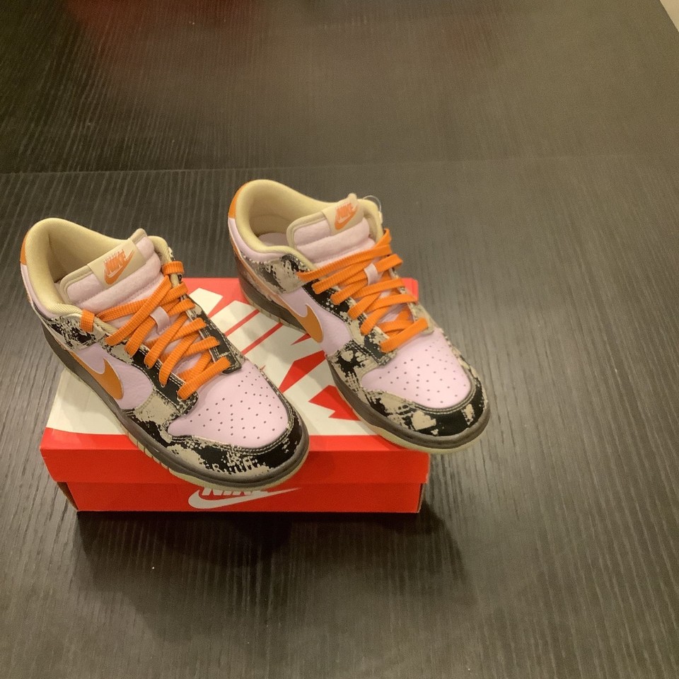 Nike Dunk Low Safari Mix - Lavender/Orange/Black Print Sneakers | eBay