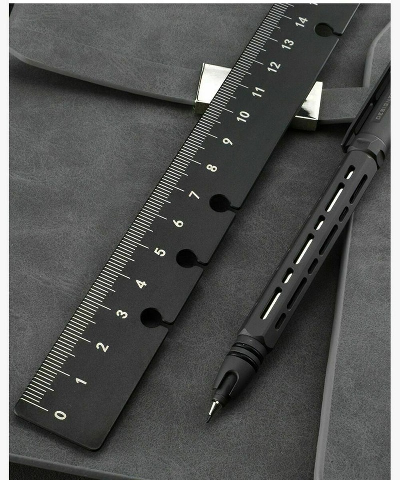 8" In TITANER Titanium Double Bevel Scale Inch Metric Ruler Student ...