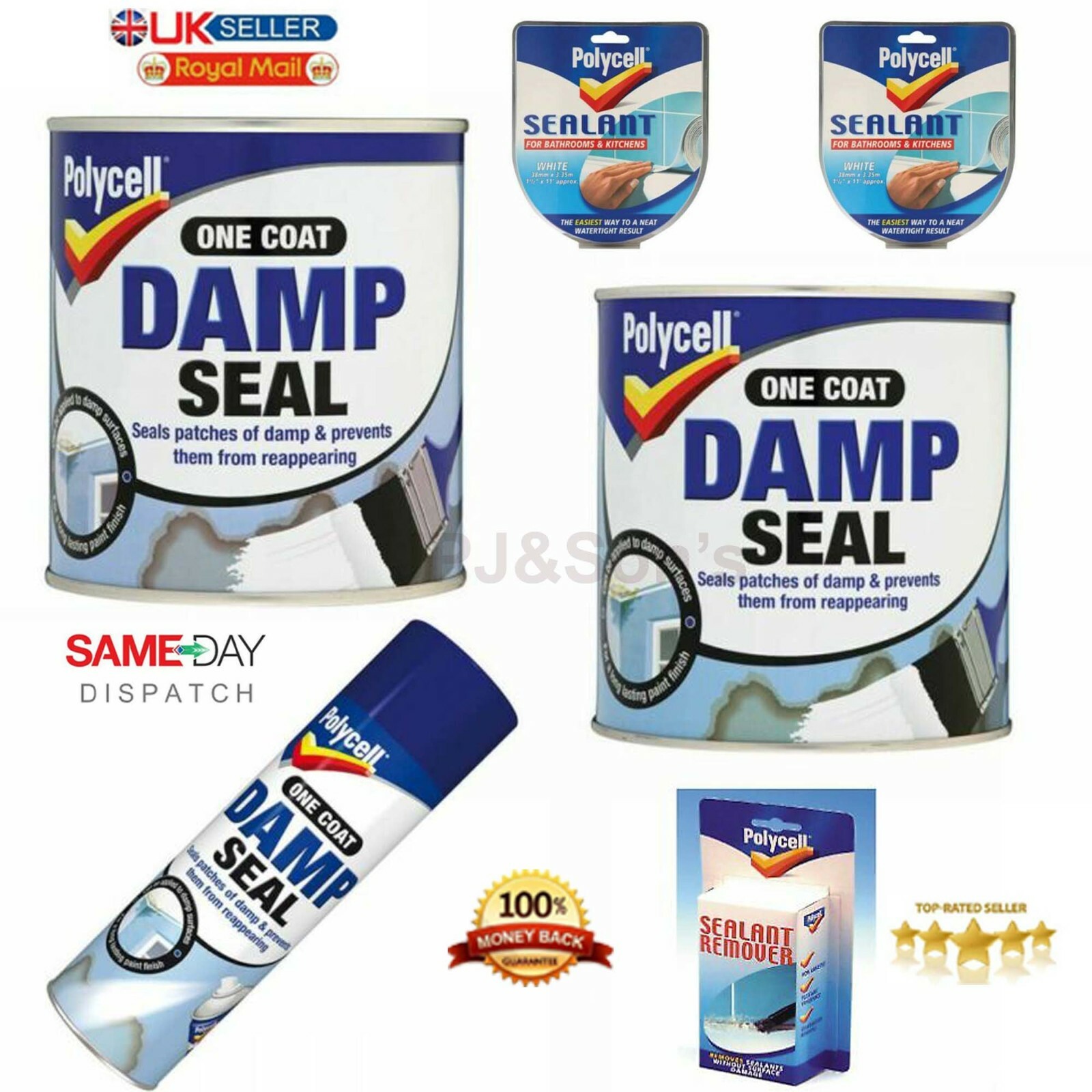 Polycell Sealant Strip One Coat Damp Seal Anti Mould Aerosol Matt Paint ...