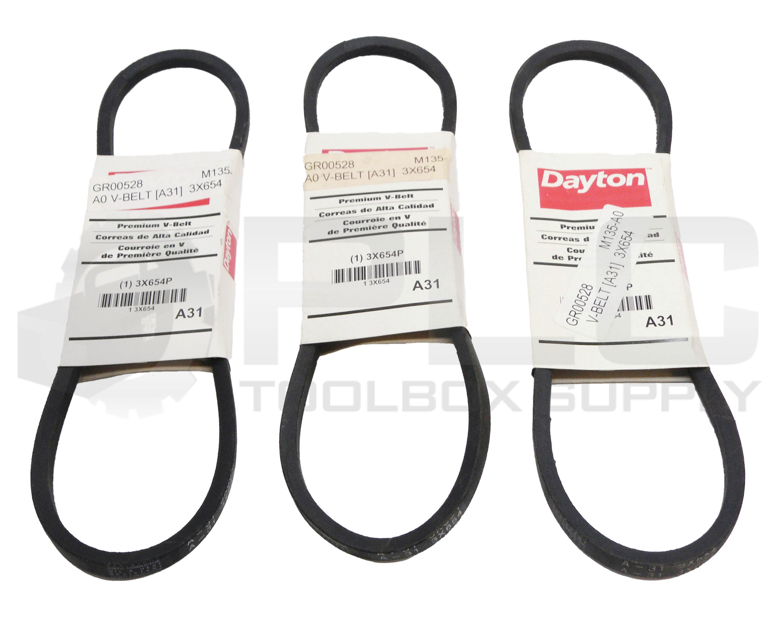 LOT OF 3 NEW DAYTON 3X654P PREMIUM V-BELT 3X654 A31 42"X3/8" | eBay