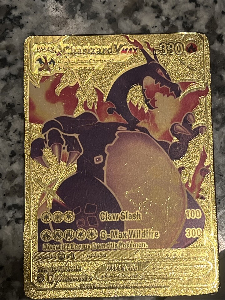 Charizard VMAX Gold Foil Fan Art Textured Collector Pokemon Card Claw G ...