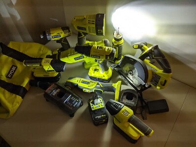 Ryobi 18v multi tool (9 piece) kit w/five batteries | eBay
